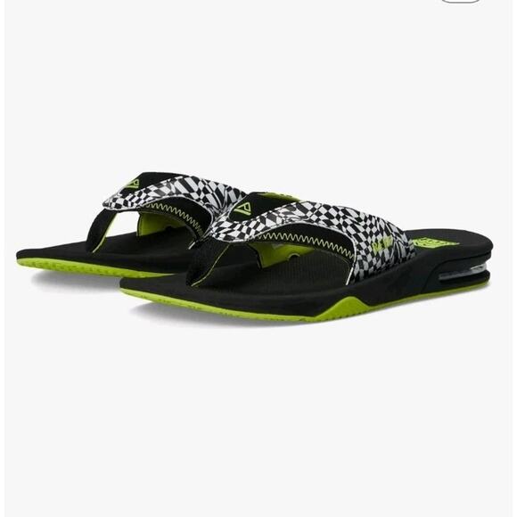 Reef | Shoes | Reef Fanning Blackwhite Swell Checkers Neon Sandals Flip ...